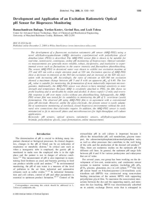 (PDF) Development and application of an excitation ratiometric optical ...