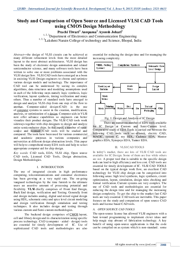 (PDF) Study and Comparison of Open Source and Licensed VLSI CAD Tools using CMOS Design Methodology