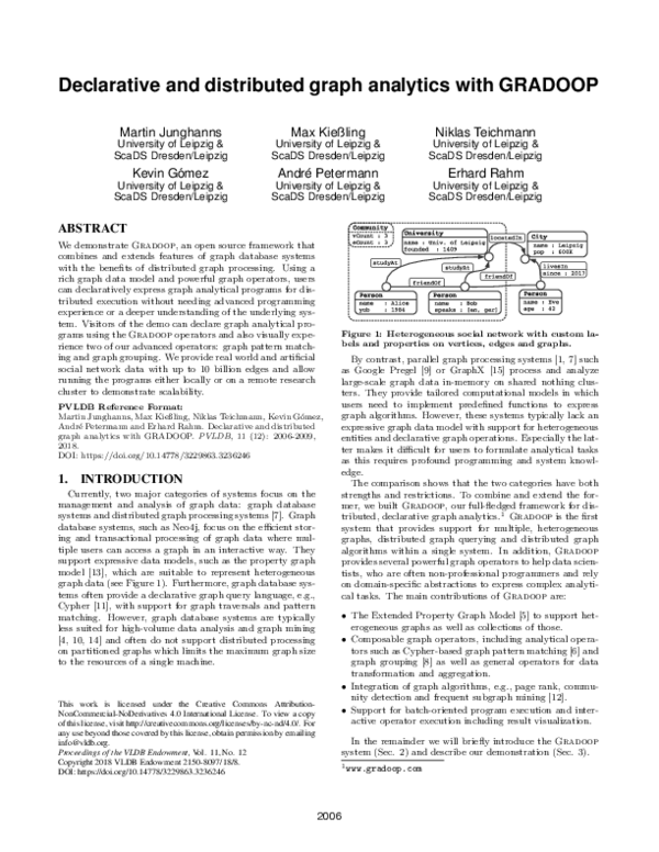 (PDF) Declarative and distributed graph analytics with GRADOOP