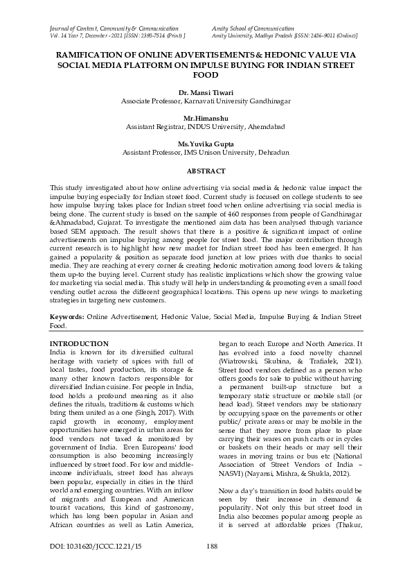 (PDF) Ramification of Online Advertisements Hedonic Value via Social Media Platform on Impulse ...