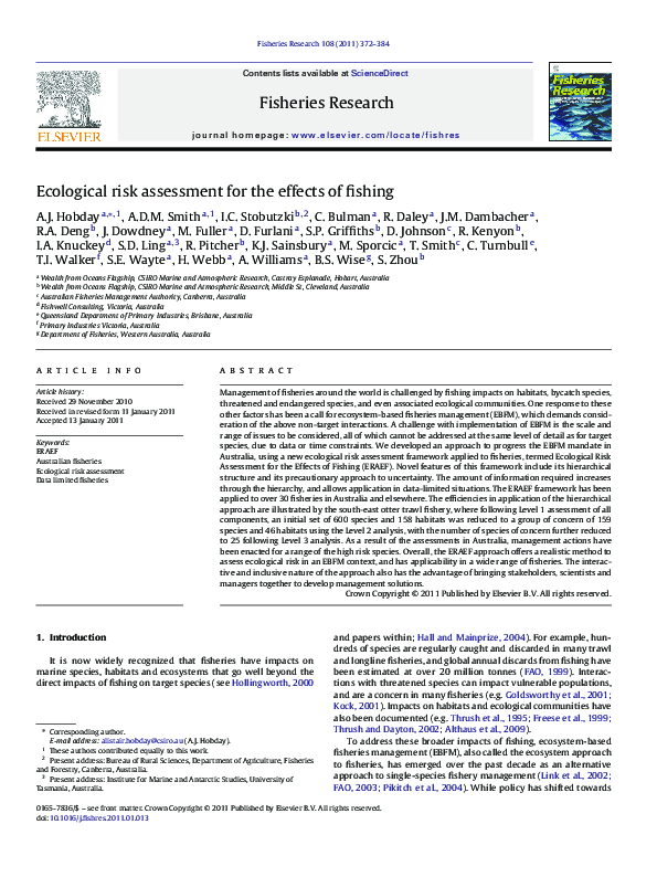 (PDF) Ecological risk assessment for the effects of fishing