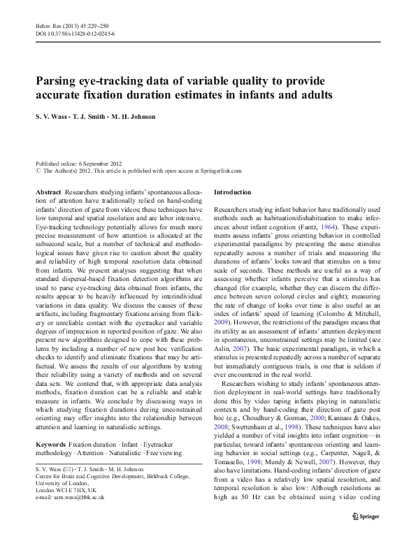 (PDF) Parsing eye-tracking data of variable quality to provide accurate fixation duration ...