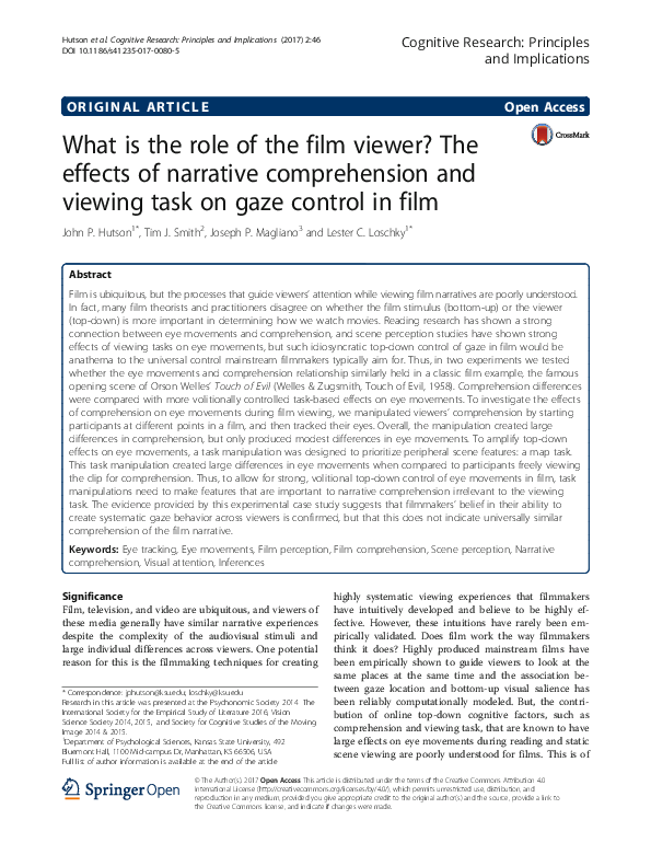 (PDF) What is the role of the film viewer? The effects of narrative ...