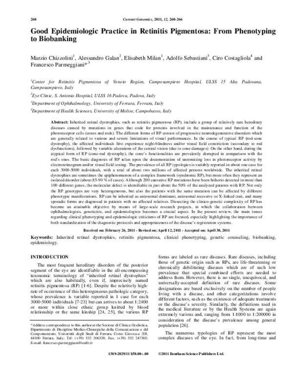 (PDF) Good Epidemiologic Practice in Retinitis Pigmentosa: From ...