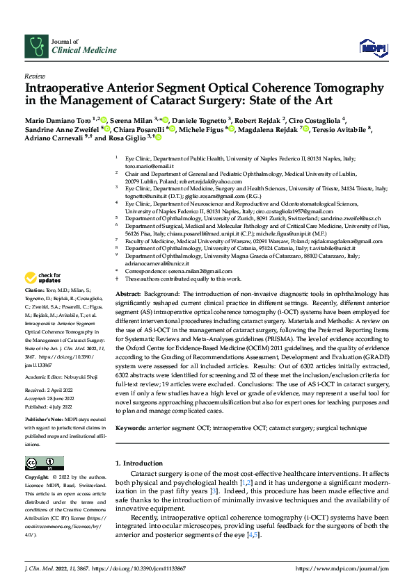 (PDF) Intraoperative Anterior Segment Optical Coherence Tomography in ...