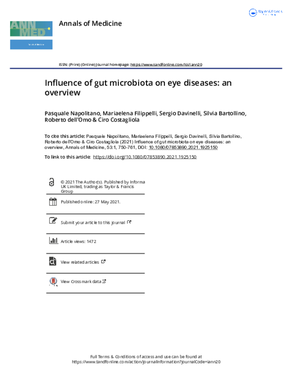 (PDF) Influence of gut microbiota on eye diseases: an overview