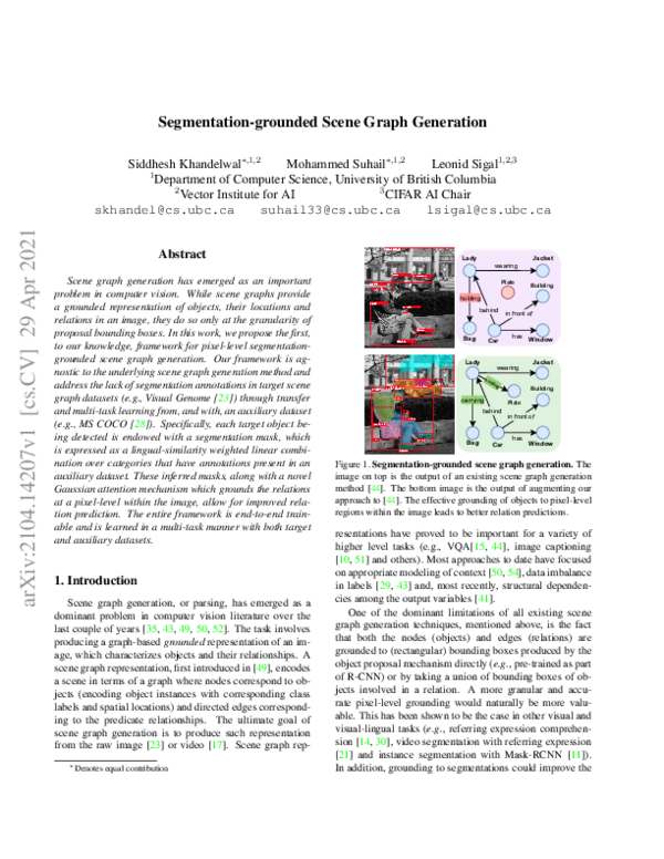 (PDF) Segmentation-grounded Scene Graph Generation