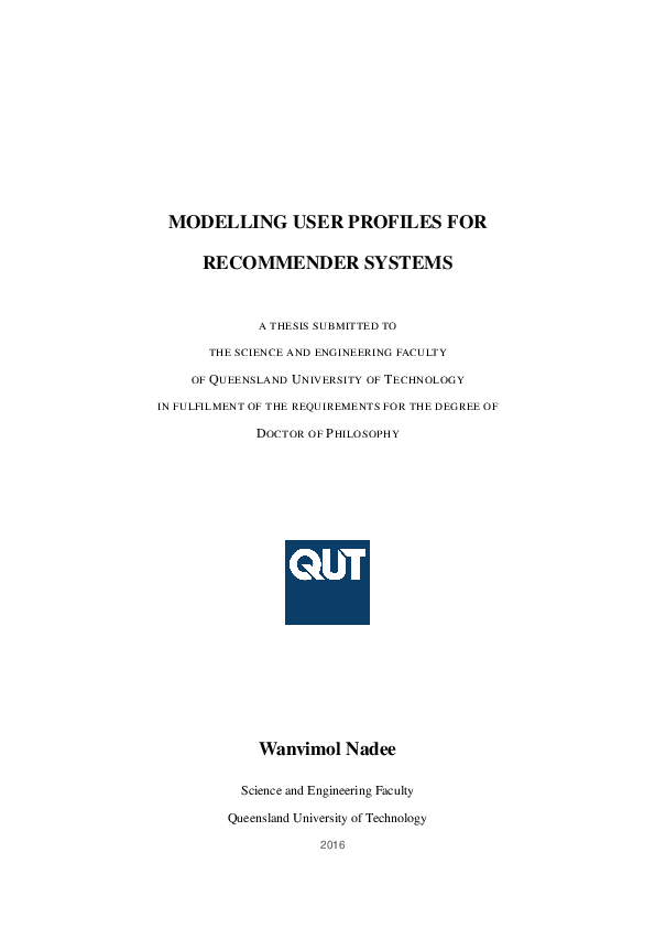 (PDF) Modelling user profiles for recommender systems