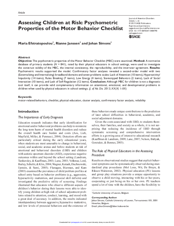 (PDF) Assessing Children at Risk