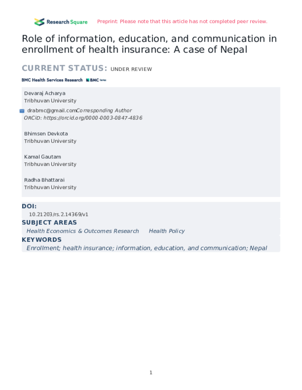 (PDF) Role of information, education, and communication in enrollment ...