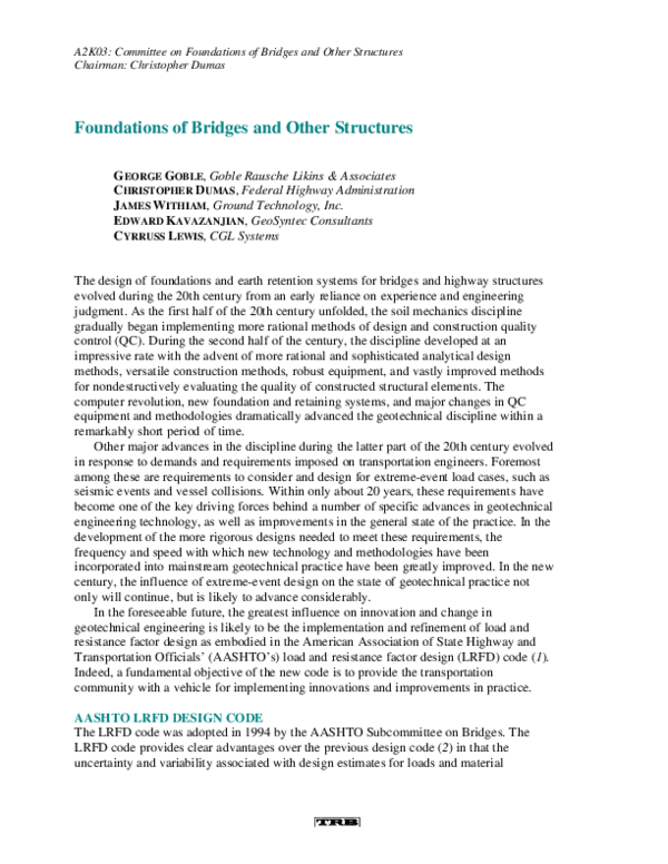 (PDF) Foundations of Bridges and Other Structures