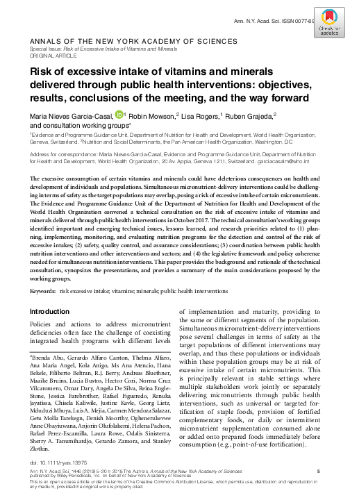 (PDF) Risk of excessive intake of vitamins and minerals delivered ...