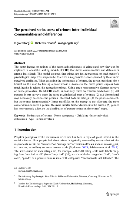 (PDF) The perceived seriousness of crimes: inter-individual ...