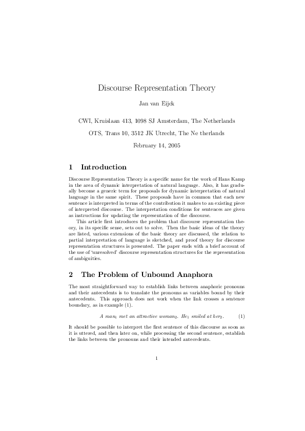 (PDF) Discourse Representation Theory