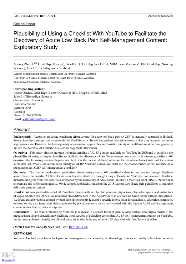 (PDF) Plausibility of Using a Checklist With YouTube to Facilitate the ...
