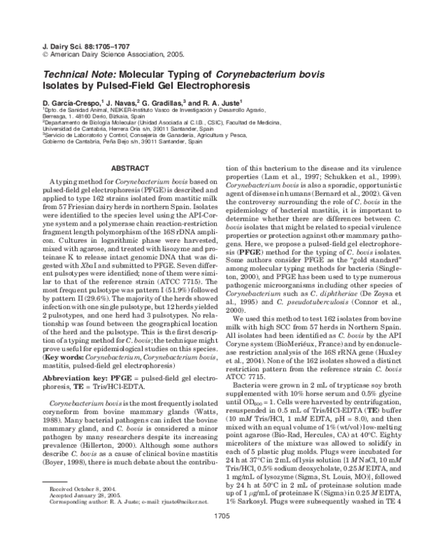 (PDF) Technical Note: Molecular Typing of Corynebacterium bovis ...