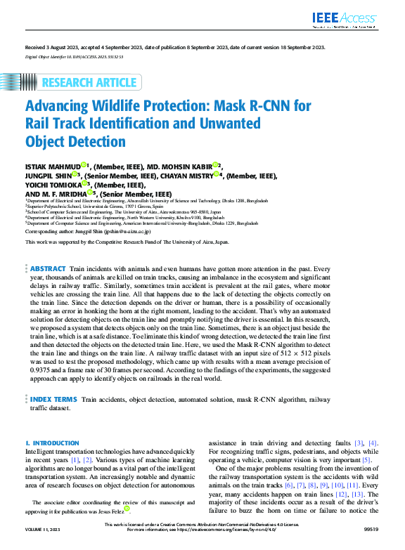 (PDF) Advancing Wildlife Protection: Mask R-CNN for Rail Track Identification and Unwanted ...