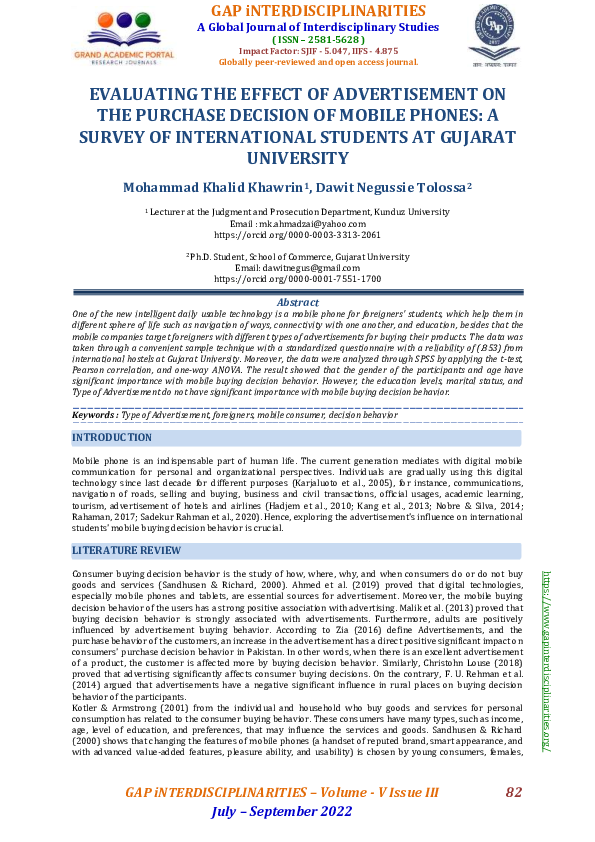 (PDF) Evaluating the Effect of Advertisement on the Purchase Decision ...