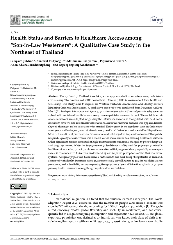 (PDF) Health Status and Barriers to Healthcare Access among “Son-in-Law ...