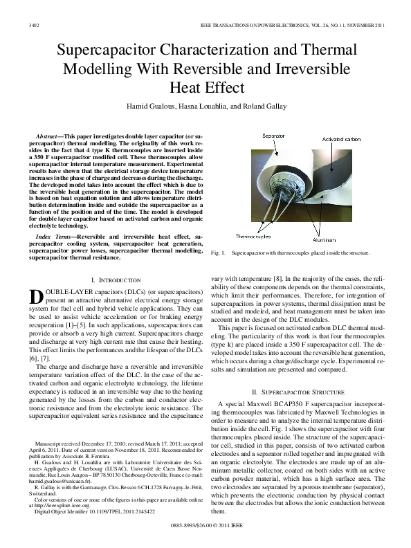 (PDF) Supercapacitor Characterization and Thermal Modelling With Reversible and Irreversible ...