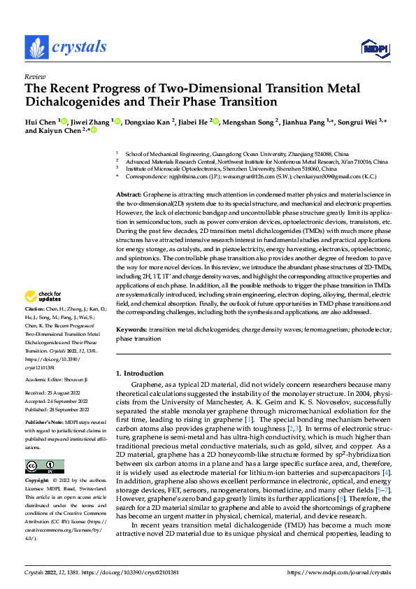 (PDF) The Recent Progress of Two-Dimensional Transition Metal ...