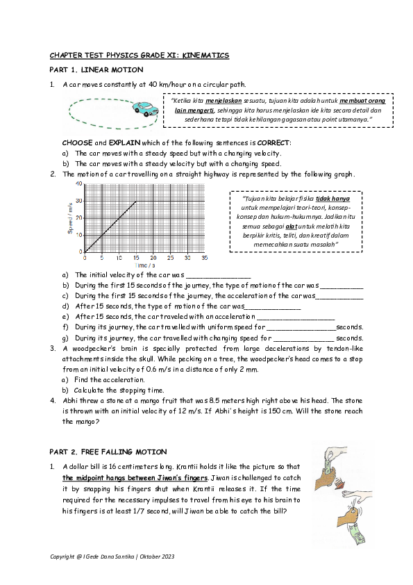 (PDF) SOAL ULANGAN FISIKA KELAS 11 - KINEMATIKA GERAK