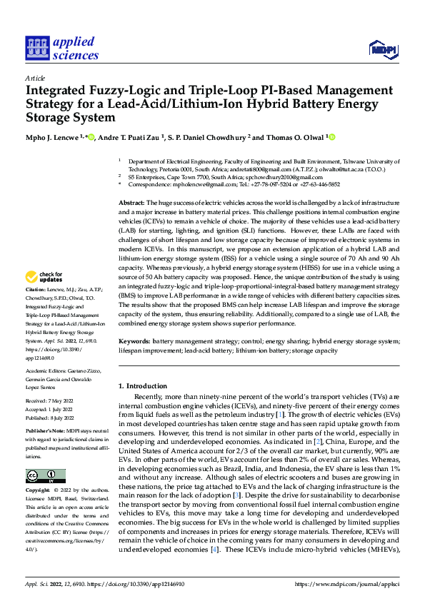 (PDF) Integrated Fuzzy-Logic and Triple-Loop PI-Based Management Strategy for a Lead-Acid ...