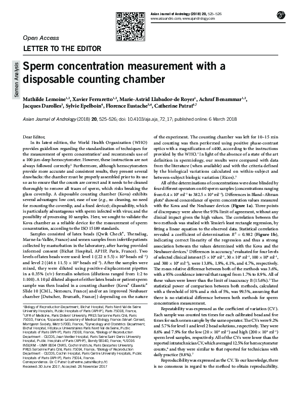 (PDF) Sperm concentration measurement with a disposable counting chamber