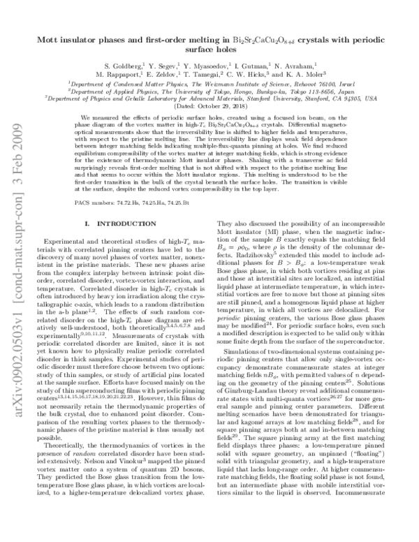 (PDF) Mott insulator phases and first-order melting inBi2Sr2CaCu2O8 ...