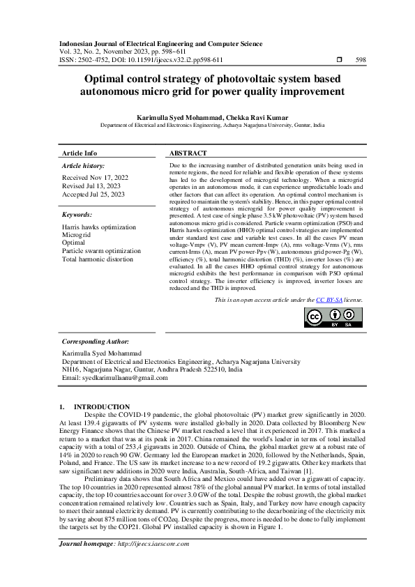 Pdf Optimal Control Strategy Of Photovoltaic System Based Autonomous