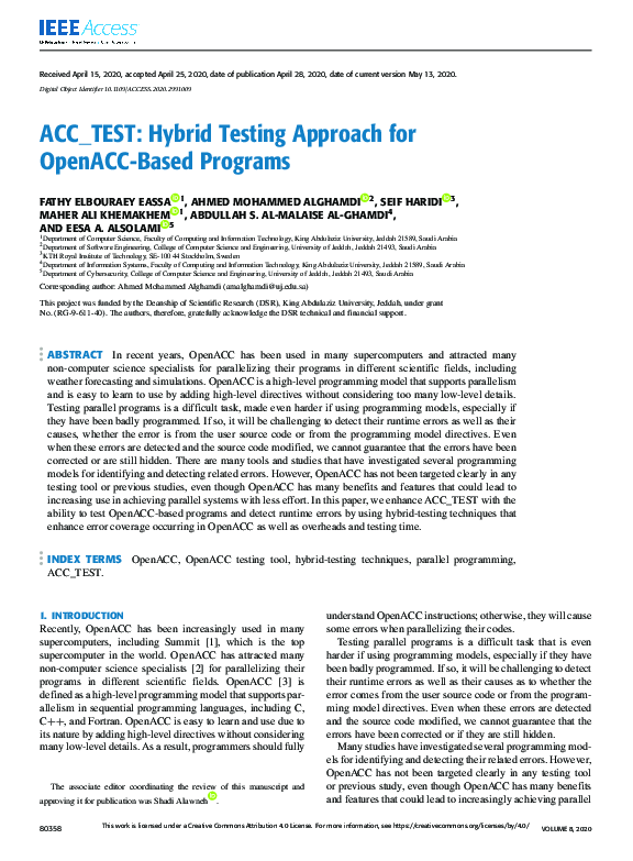(PDF) ACC_TEST: Hybrid Testing Approach for OpenACC-Based Programs