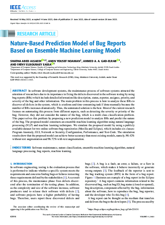 Pdf Nature Based Prediction Model Of Bug Reports Based On Ensemble Machine Learning Model
