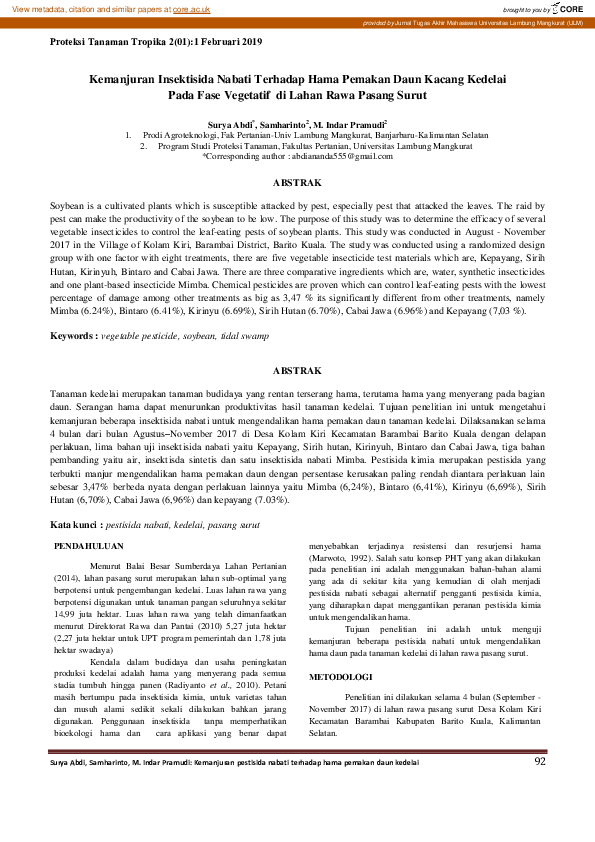 (PDF) Kemanjuran Insektisida Nabati Terhadap Hama Pemakan Daun Kacang ...