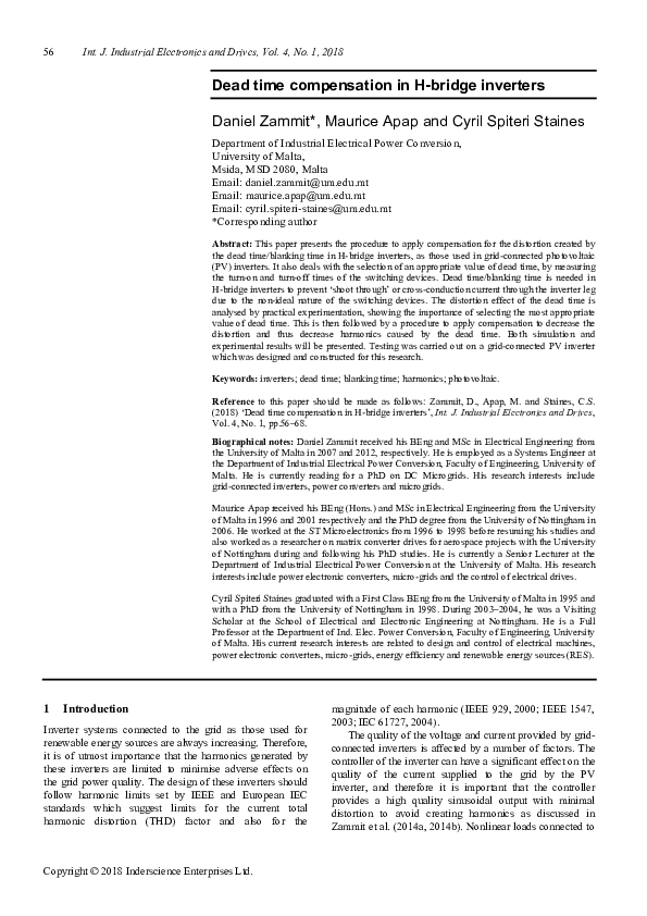 (PDF) Dead time compensation in H-bridge inverters