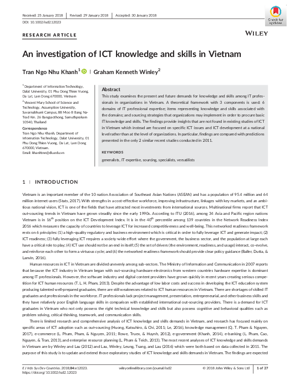 (PDF) An investigation of ICT knowledge and skills in Vietnam