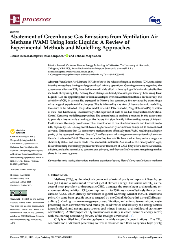 (PDF) Abatement of Greenhouse Gas Emissions from Ventilation Air ...