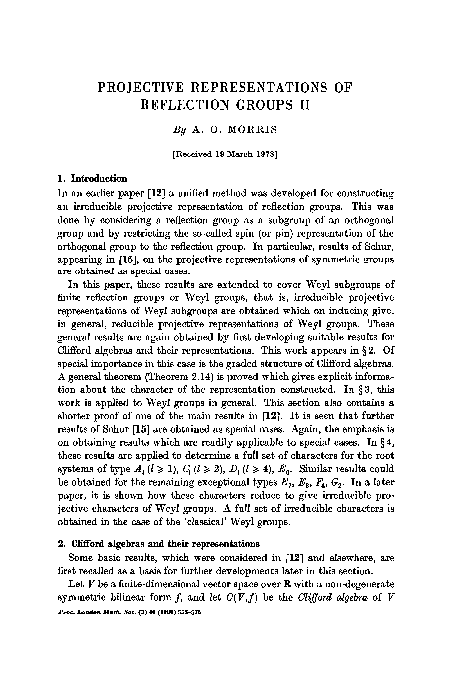 (PDF) Projective Representations of Reflection Groups II