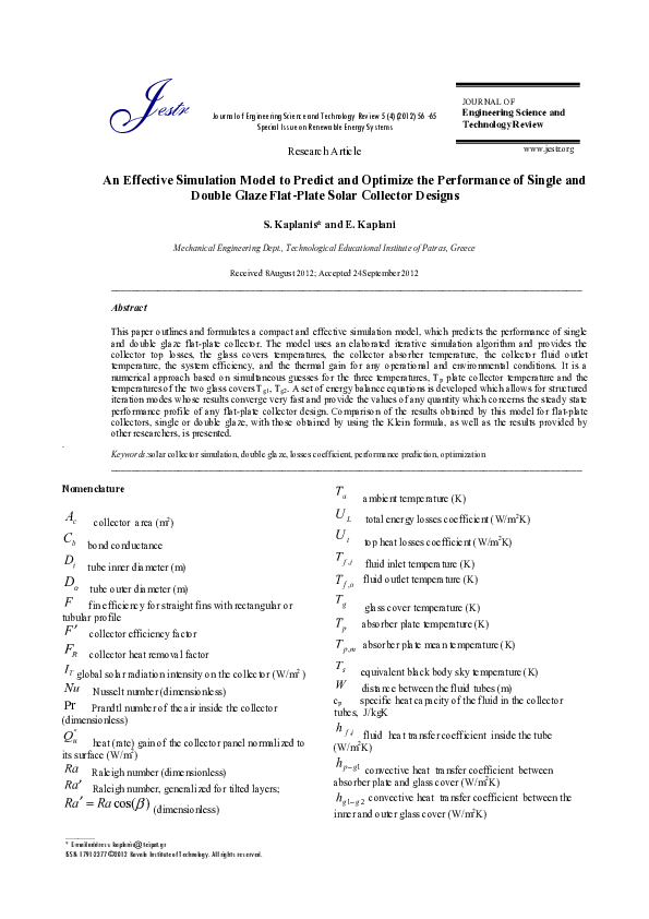 (PDF) An Effective Simulation Model to Predict and Optimize the Performance of Single and Double ...