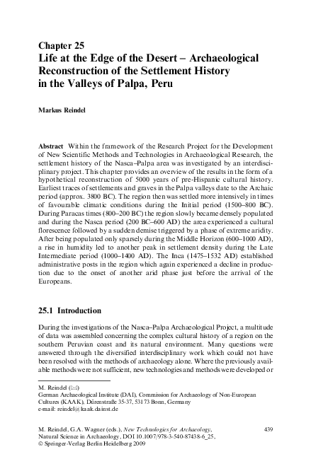 (PDF) Life at the Edge of the Desert – Archaeological Reconstruction of ...