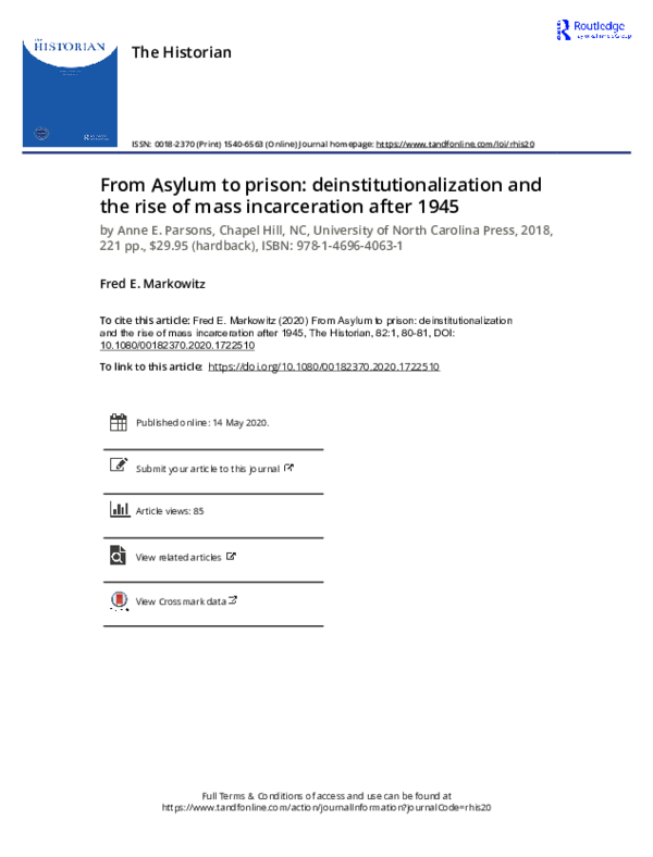 (PDF) From Asylum to prison: deinstitutionalization and the rise of ...