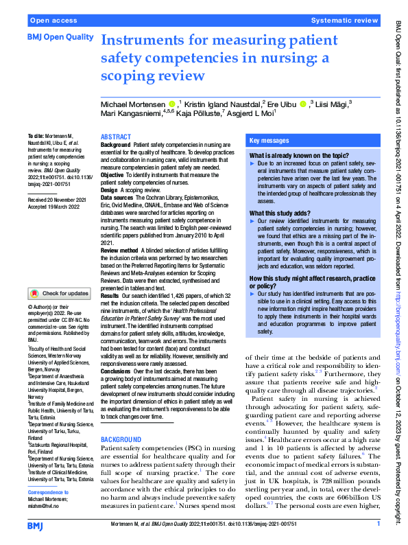 (PDF) Instruments for measuring patient safety competencies in nursing ...