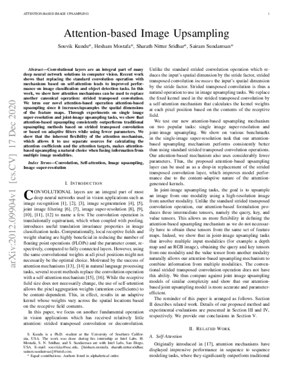 (PDF) Attention-based Image Upsampling