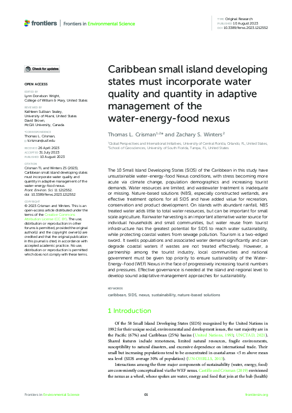 (PDF) Caribbean small island developing states must incorporate water ...