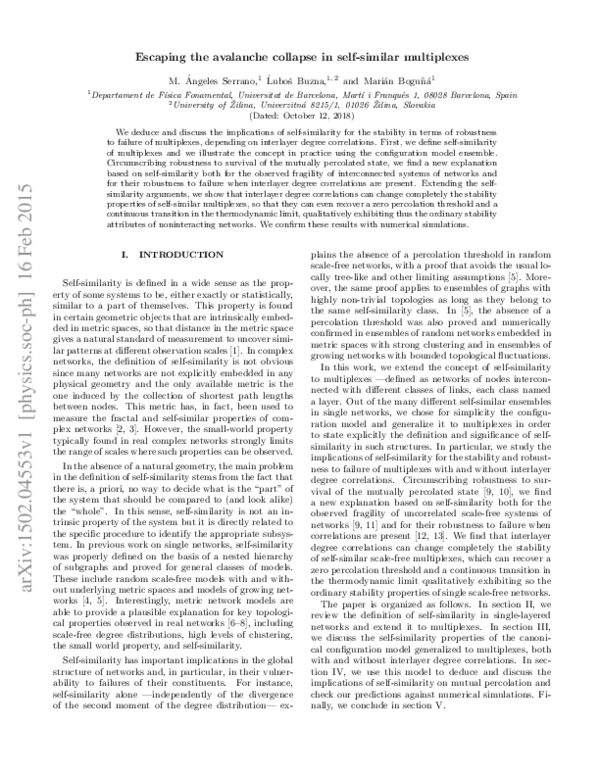 (PDF) Escaping the avalanche collapse in self-similar multiplexes