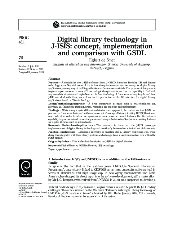 (PDF) Digital library technology in J-ISIS: concept, implementation and comparison with GSDL ...