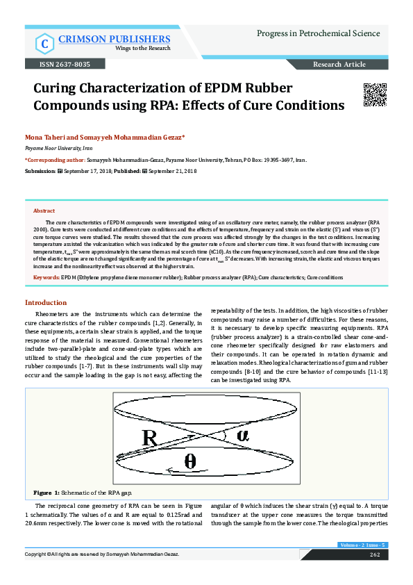 (PDF) Curing Characterization of EPDM Rubber Compounds using RPA ...