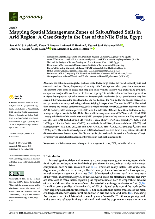 (PDF) Mapping Spatial Management Zones of Salt-Affected Soils in Arid Region: A Case Study in ...