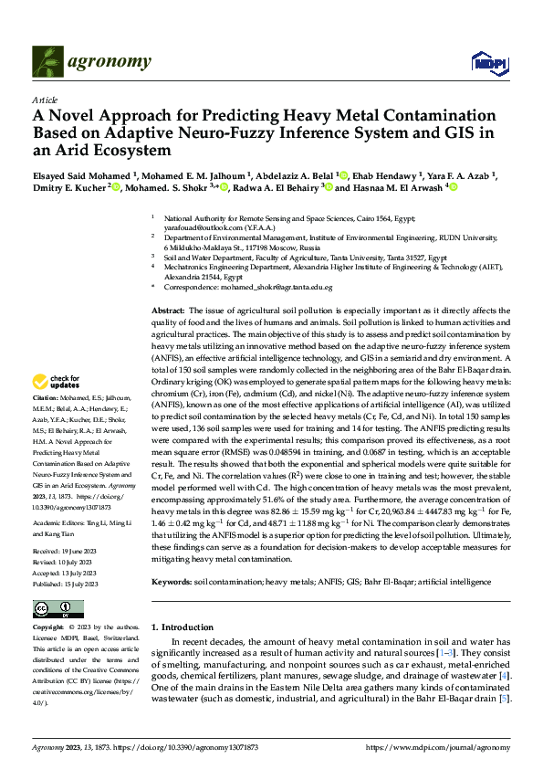 (PDF) A Novel Approach for Predicting Heavy Metal Contamination Based on Adaptive Neuro-Fuzzy ...