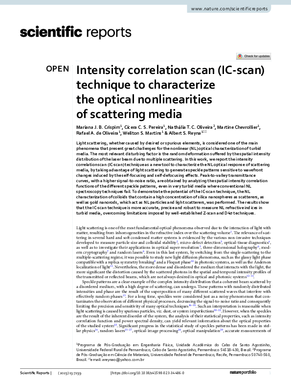 (PDF) Intensity correlation scan (IC-scan) technique to characterize the optical nonlinearities ...