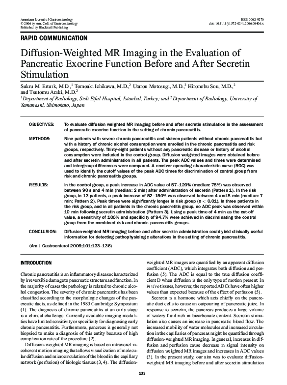 (PDF) Diffusion-weighted MR imaging in the evaluation of pancreatic ...